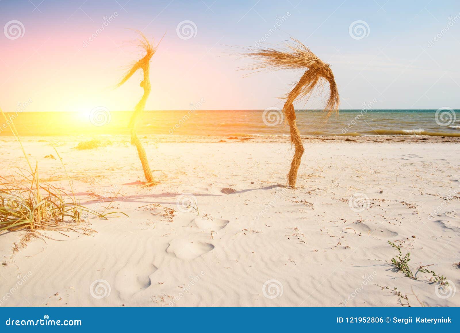 Two Palm Trees on the Tropical Beach Stock Photo - Image of republic ...