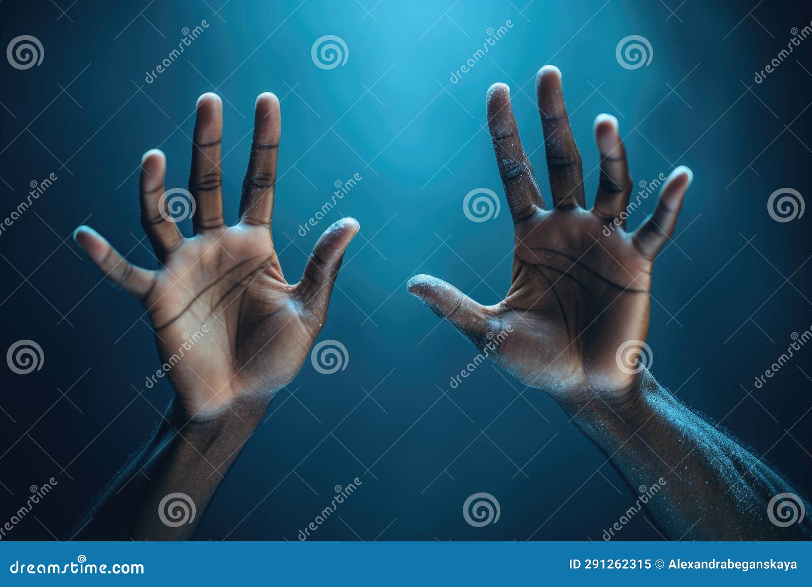 Two Hands on a Blue Background Stock Illustration - Illustration of ...