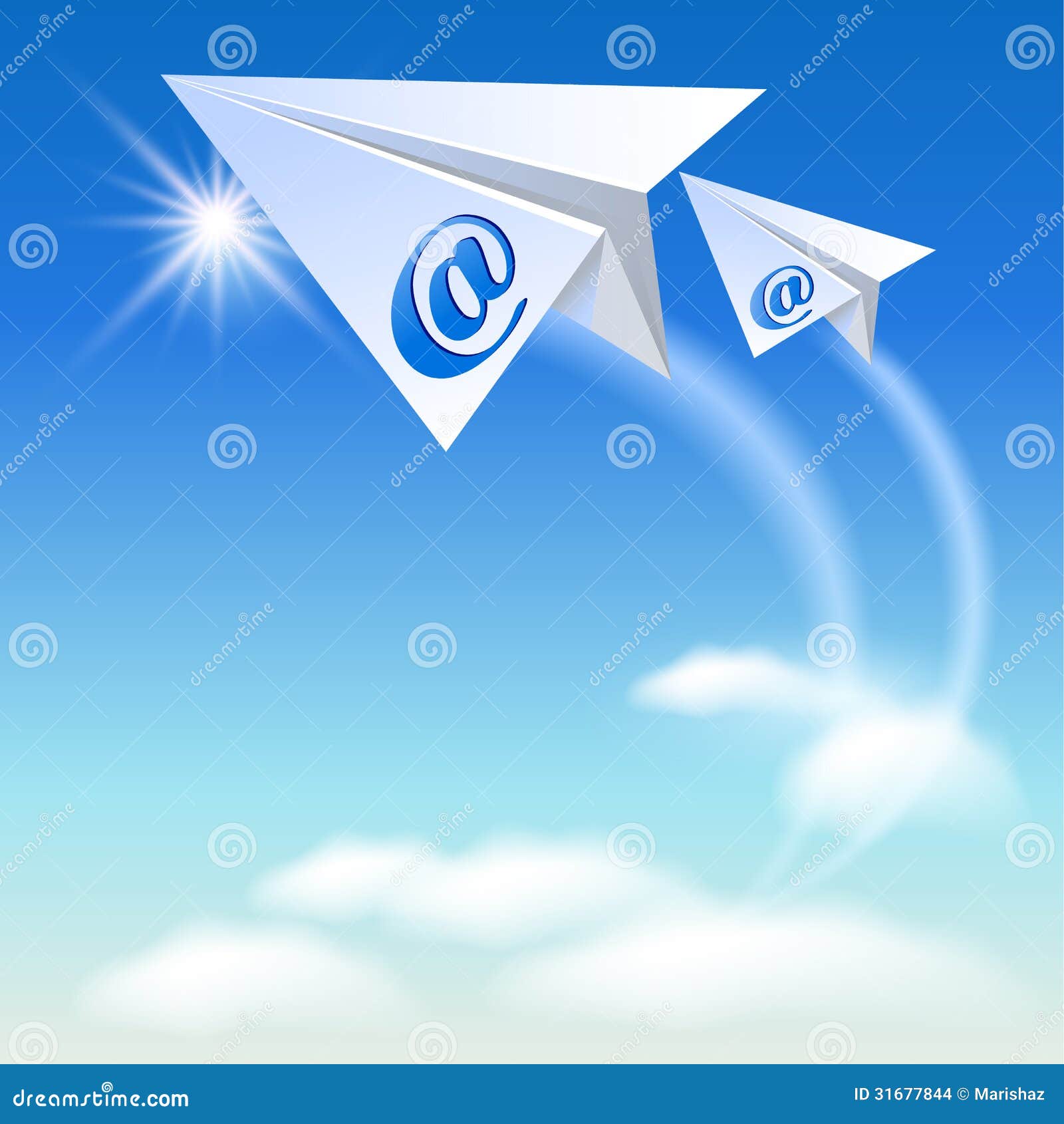 Two Paper Airplane with E-mail Sign Stock Vector - Illustration of ...