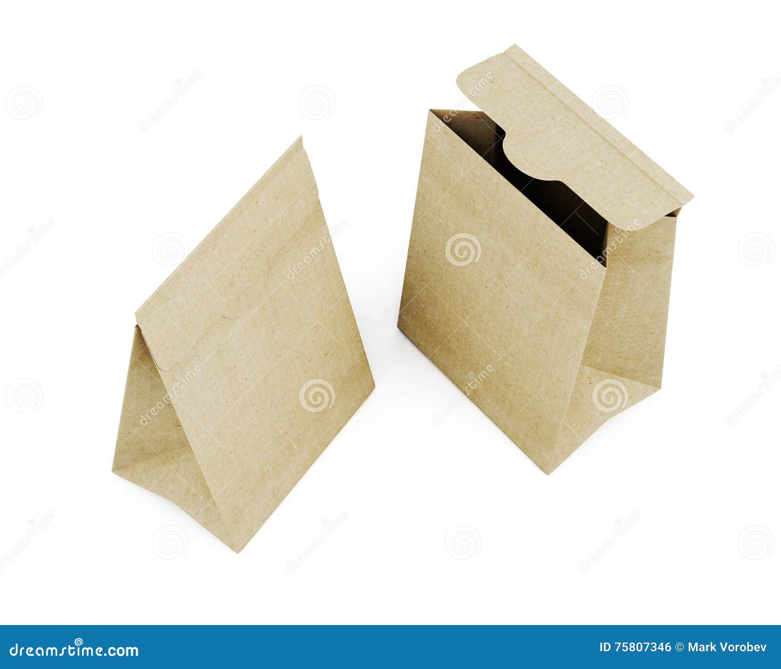 Two Paper Bag Top View Isolated on White Background. 3d Rendering Stock ...