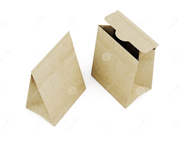 Two Paper Bag Top View Isolated on White Background. 3d Rendering Stock ...