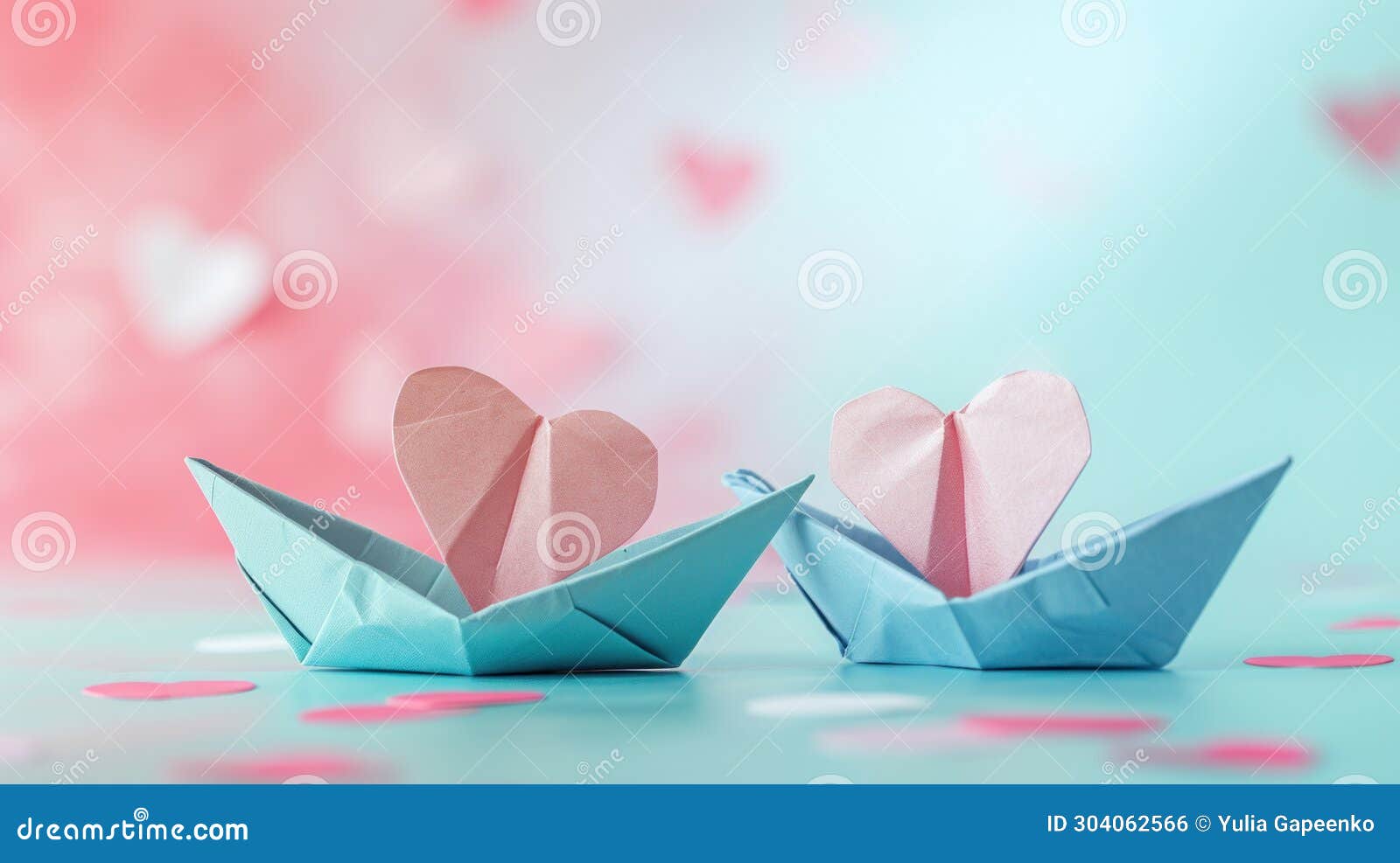 Two Paper Boats with Hearts Inside the Boat Stock Photo - Image of ...