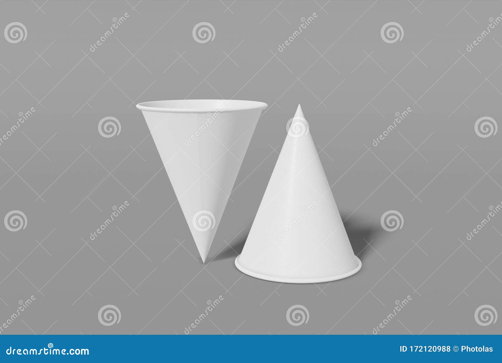 Two Paper Cups Mockup Cone Shaped on a Grey Background. One of the Cups ...
