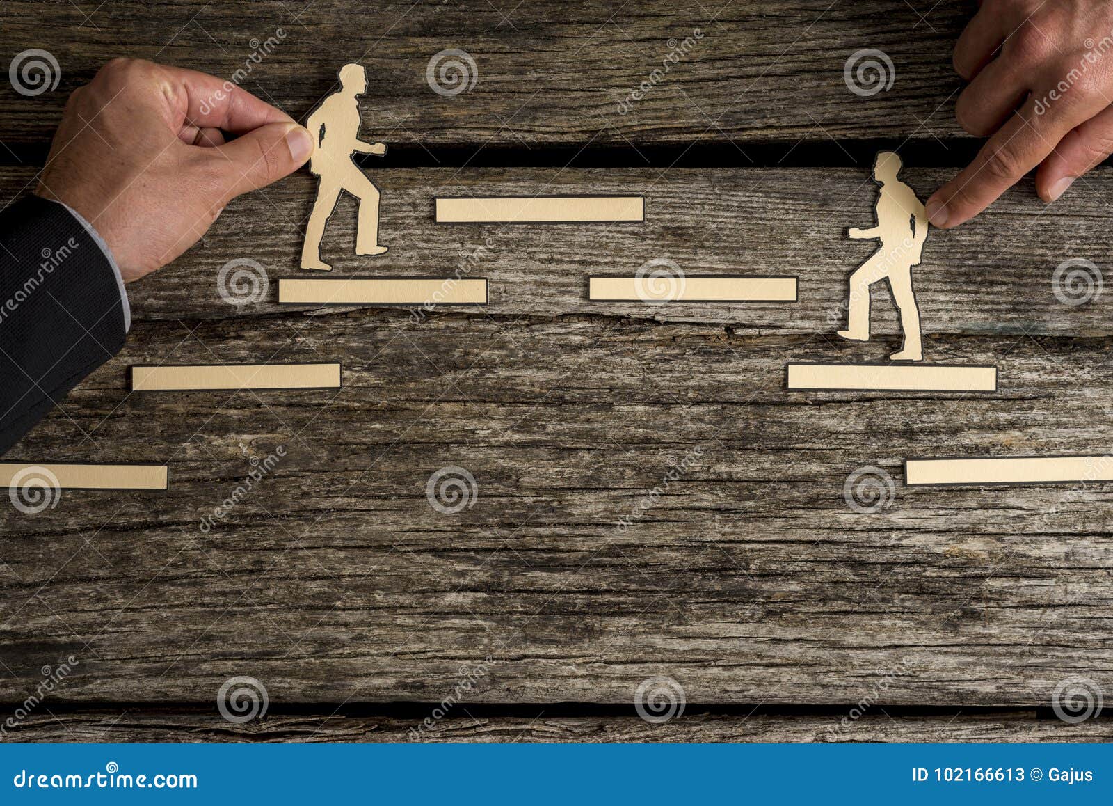 Two Paper Cutout Men Striving for the Same Goal Stock Image - Image of ...