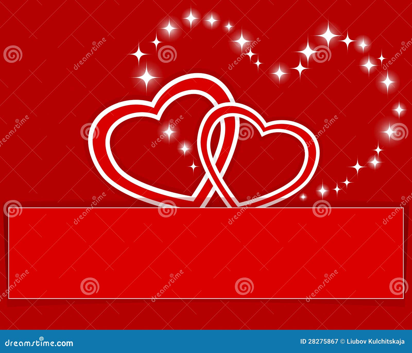 Two Paper Hearts with Banner. Stock Vector - Illustration of frame ...