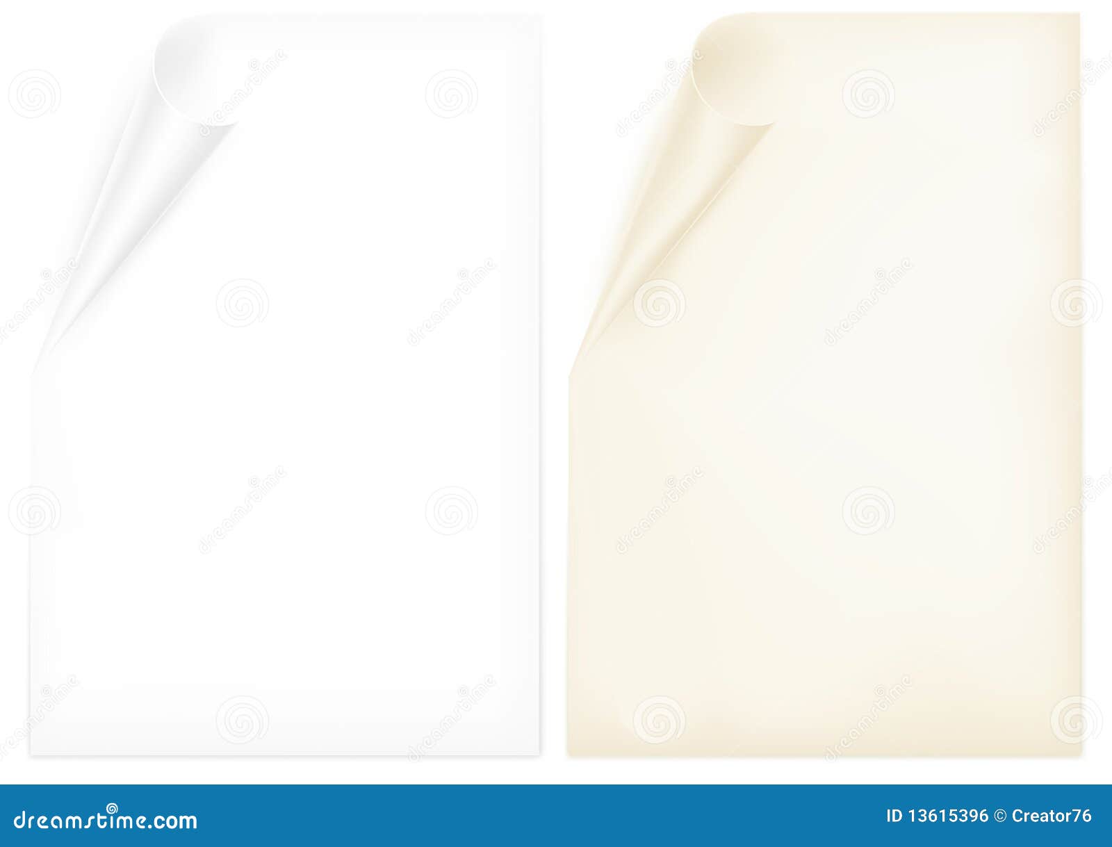 Two paper pages stock vector. Illustration of sheet, yellow - 13615396