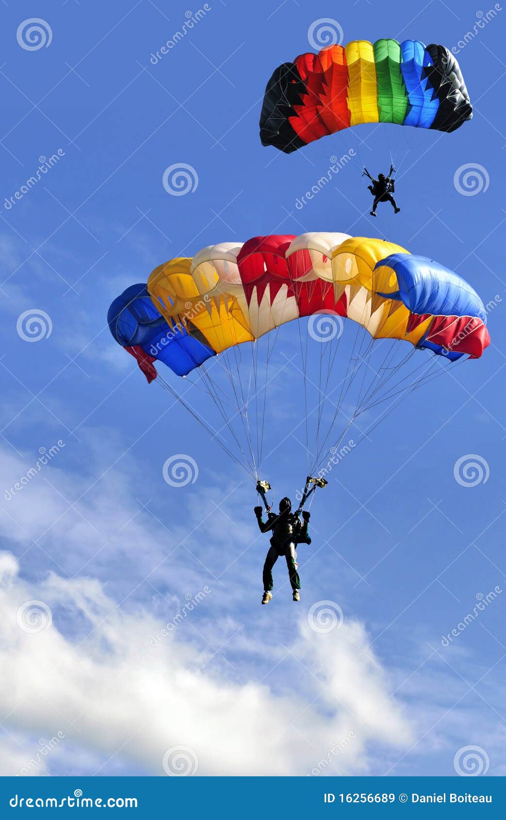 Two parachutes stock image. Image of fall, extreme, dive - 16256689