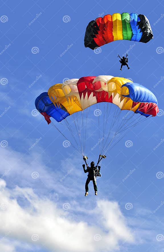 Two parachutes stock image. Image of fall, extreme, dive - 16256689