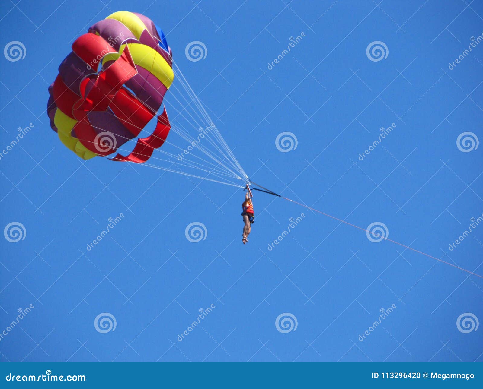 Two Parachutist in the Sky Flying Under One Common Parachute Editorial ...
