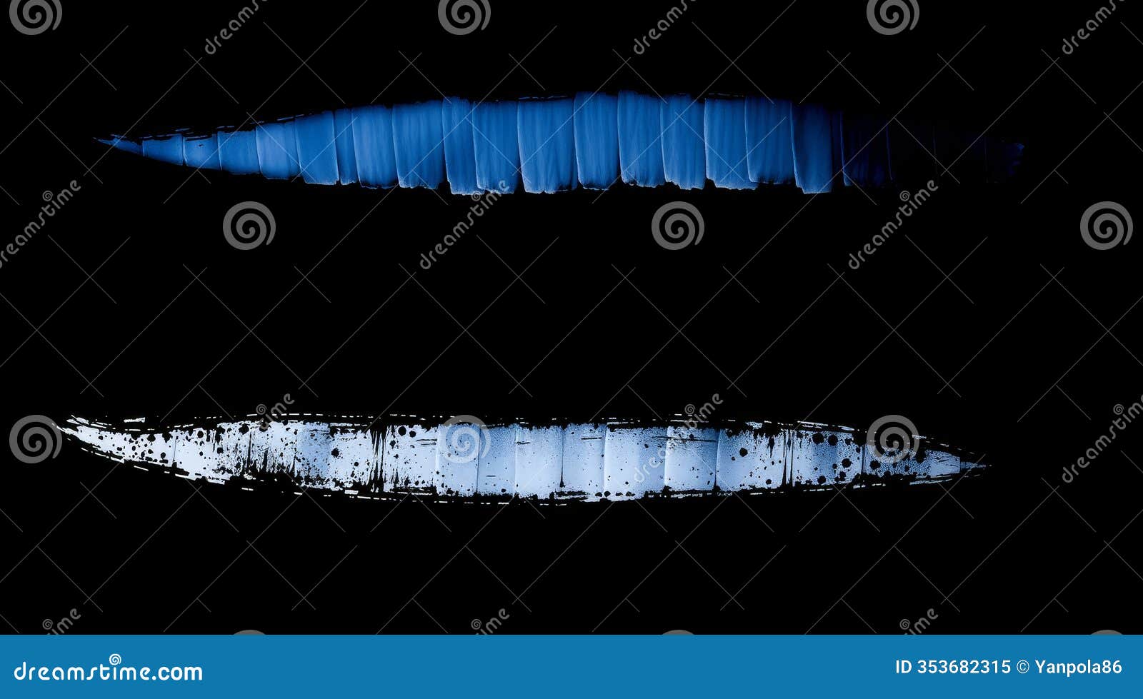 Two Parallel Blue and White Brushstrokes on Black Background Creating ...