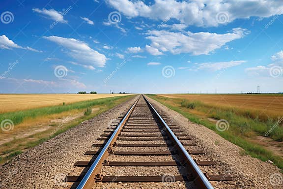 Two Parallel Railway Tracks Disappearing into the Horizon Stock Photo ...