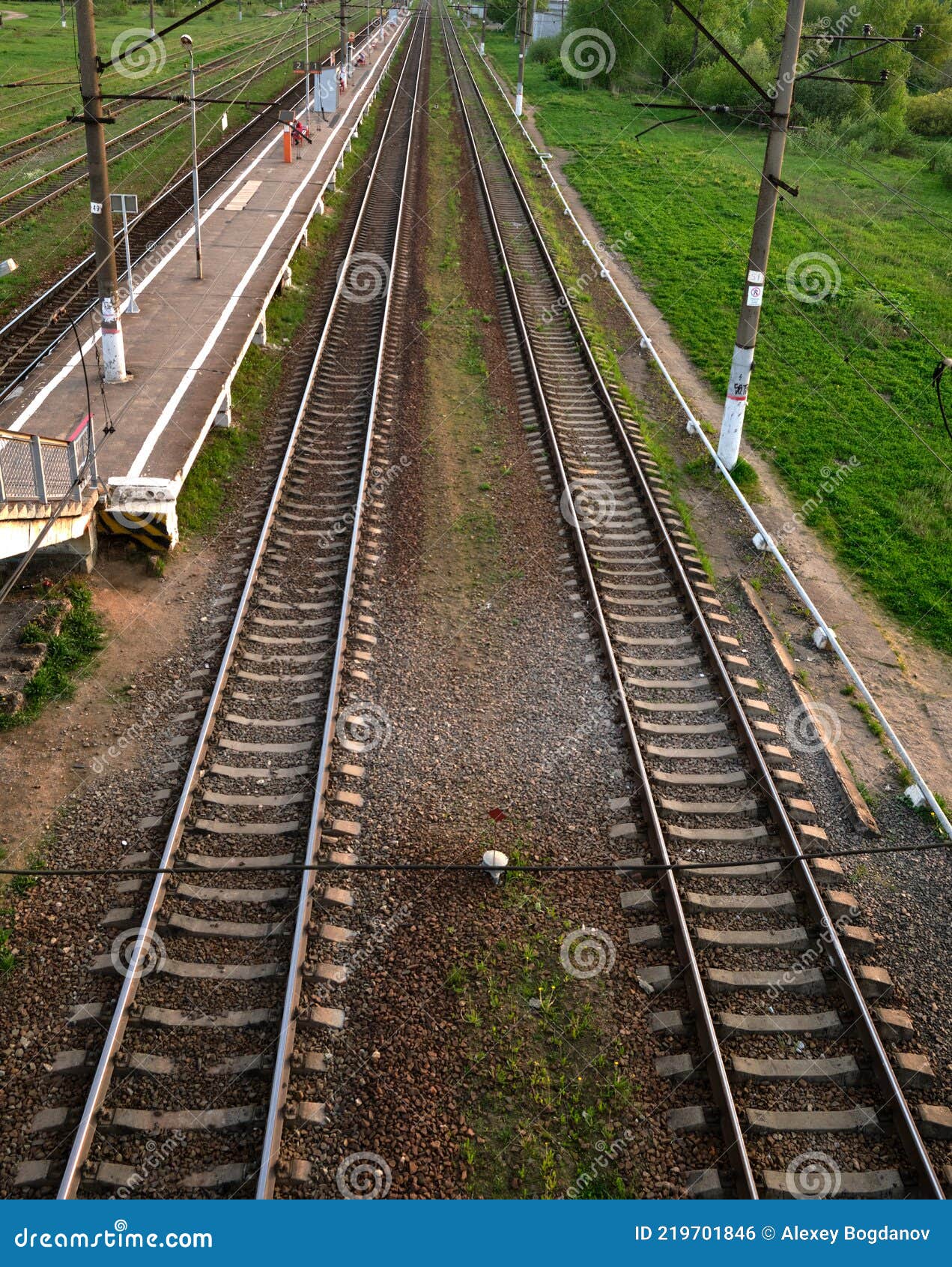 Two Parallel Railways Going Behind the Horizont Stock Photo - Image of ...