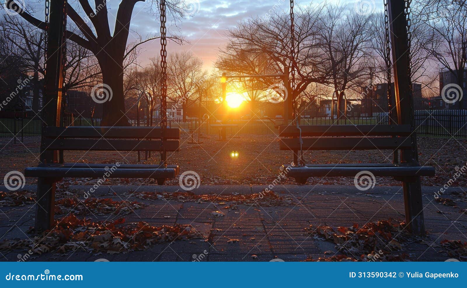 Two Park Benches stock photo. Image of area, city, space - 313590342