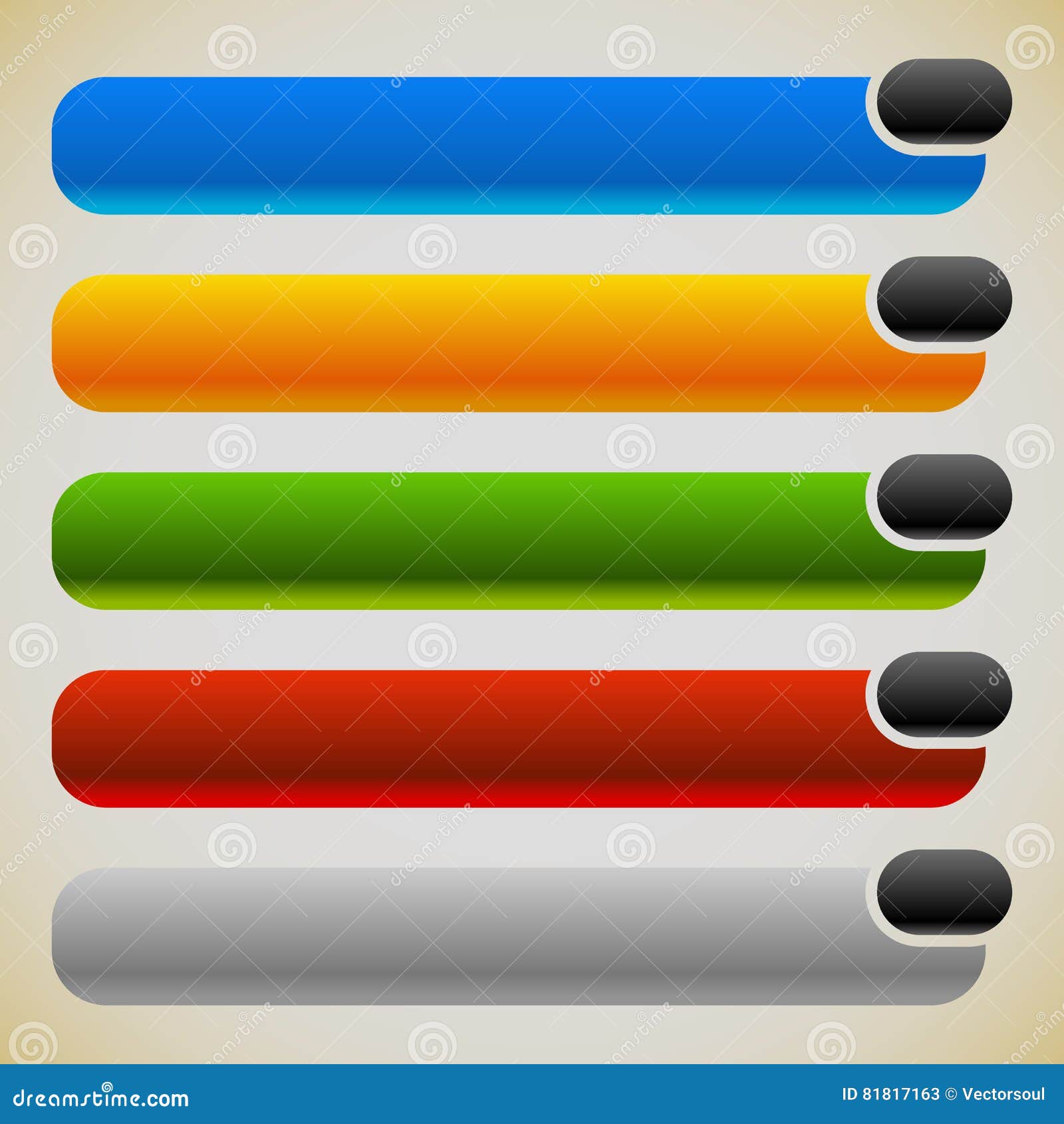 Two Part Banners, Buttons with Intersecting Rectangles. 5 Colors Stock ...