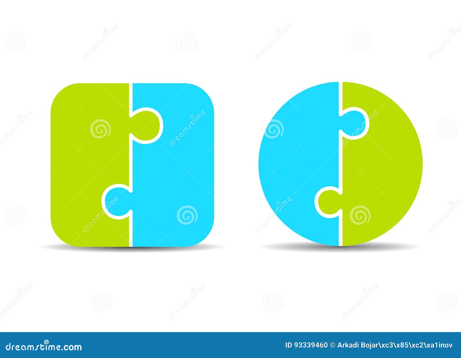 Two Part Puzzle Diagram Templates Stock Vector - Illustration of ...