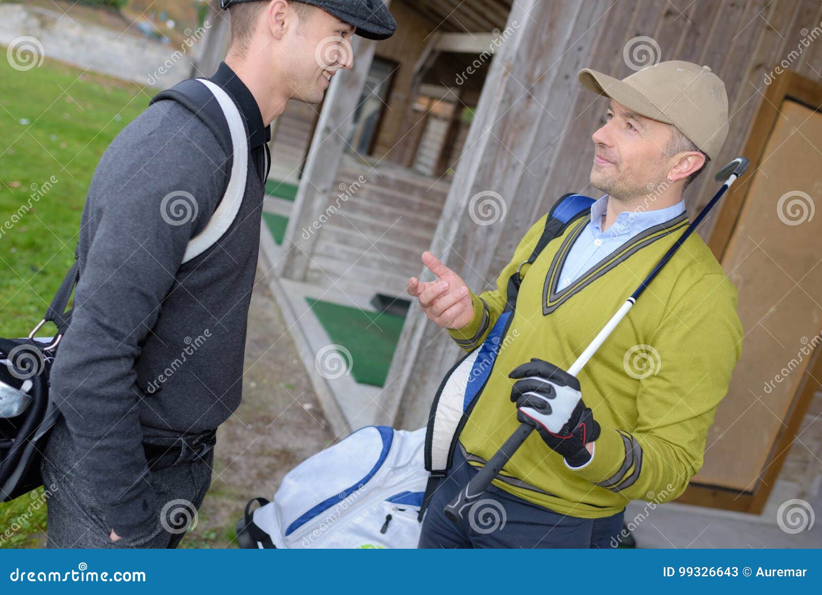 Two Partners Game Talking about Golf Course Stock Image - Image of ...