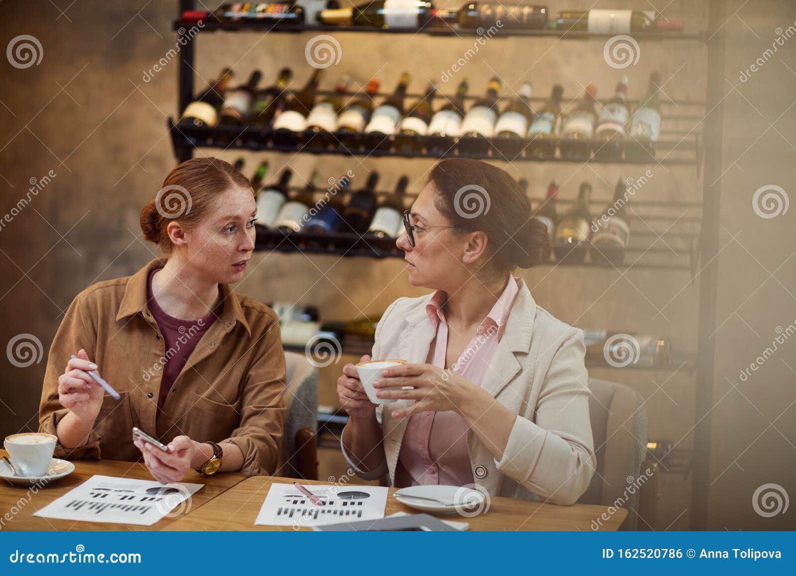 Two Partners Working at the Restaurant Stock Photo - Image of cafe ...