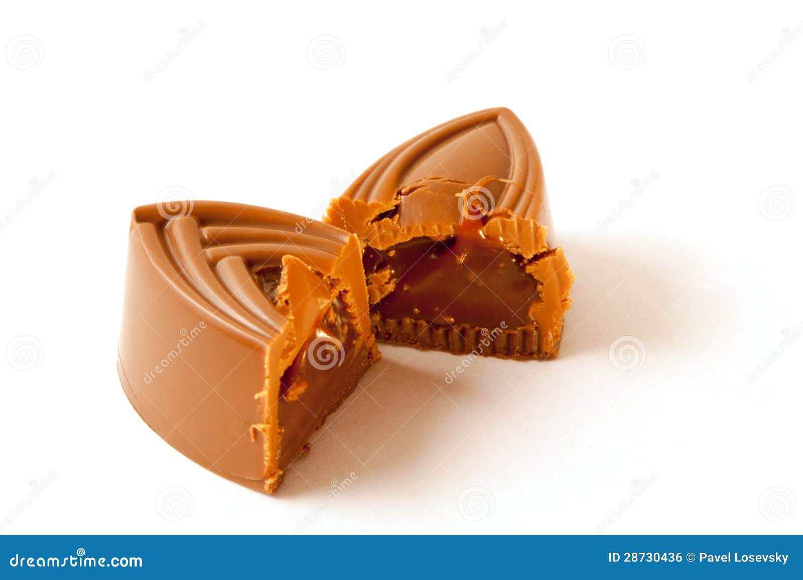 Two Parts of Cut Chocolate Candy Stock Photo - Image of eating, jelly ...