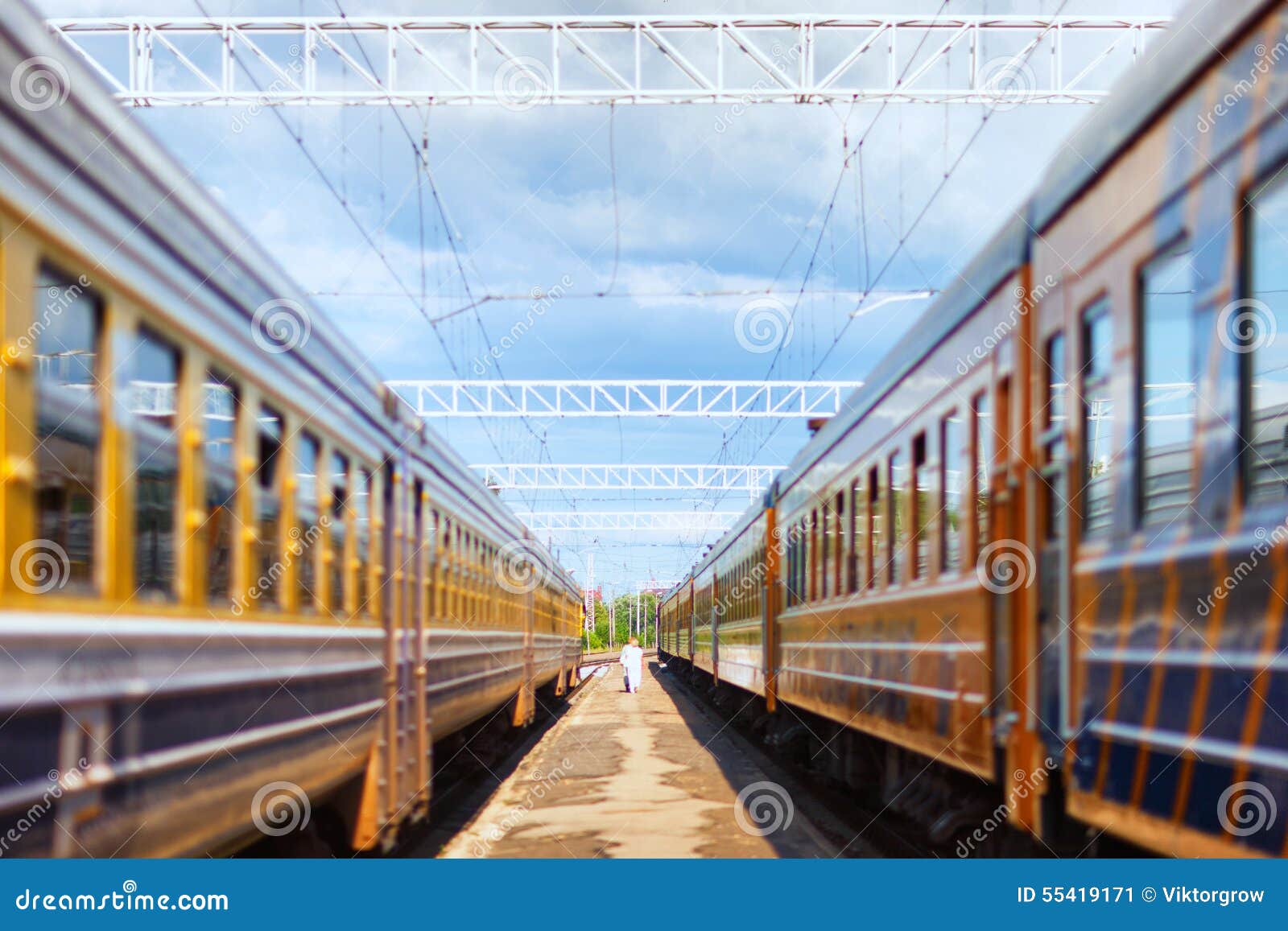 Two Passenger Trains on One Platform Stock Image - Image of europe ...