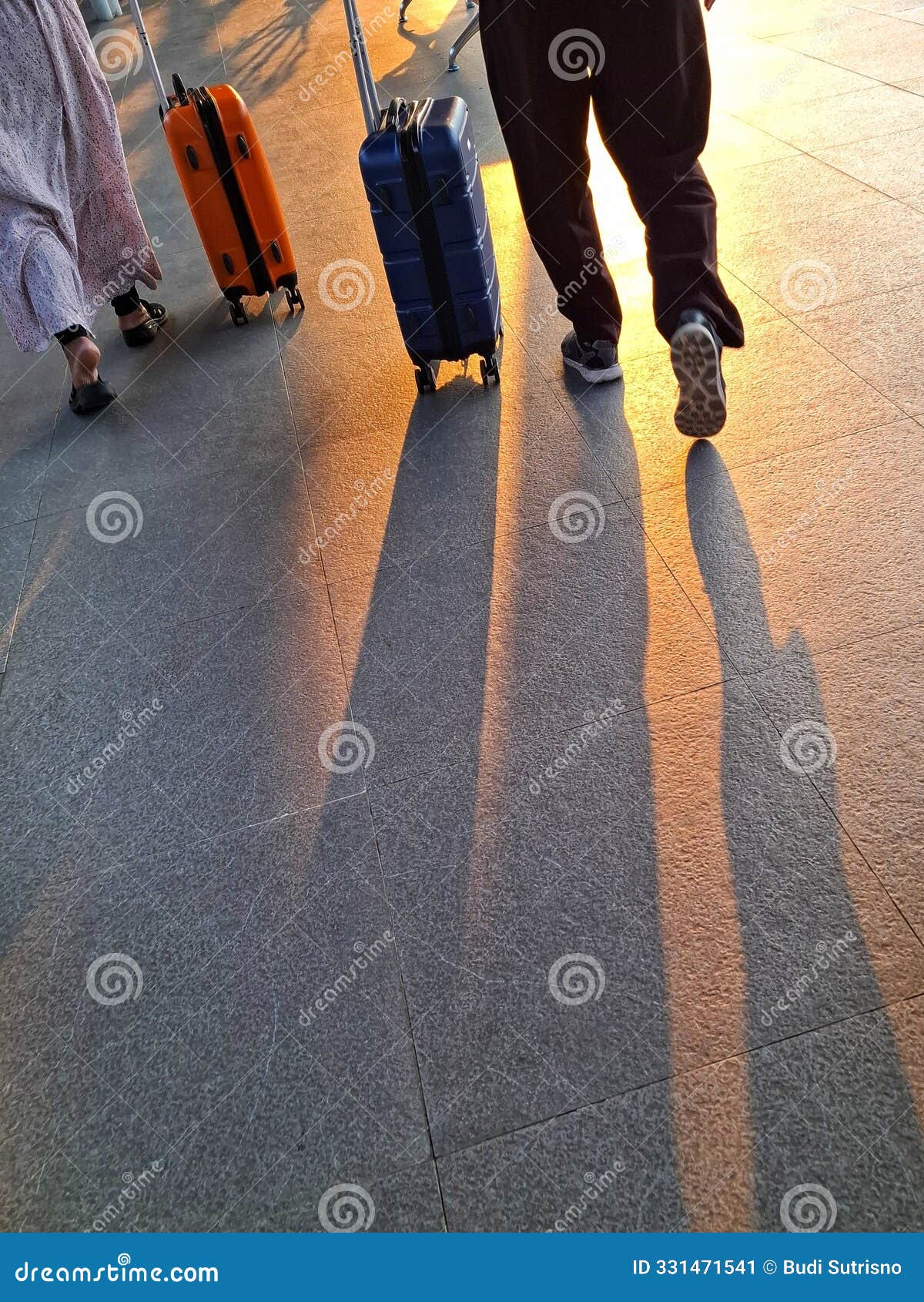 Two Passengers on a Train Leaving in the Afternoon Shadow Shot Stock ...