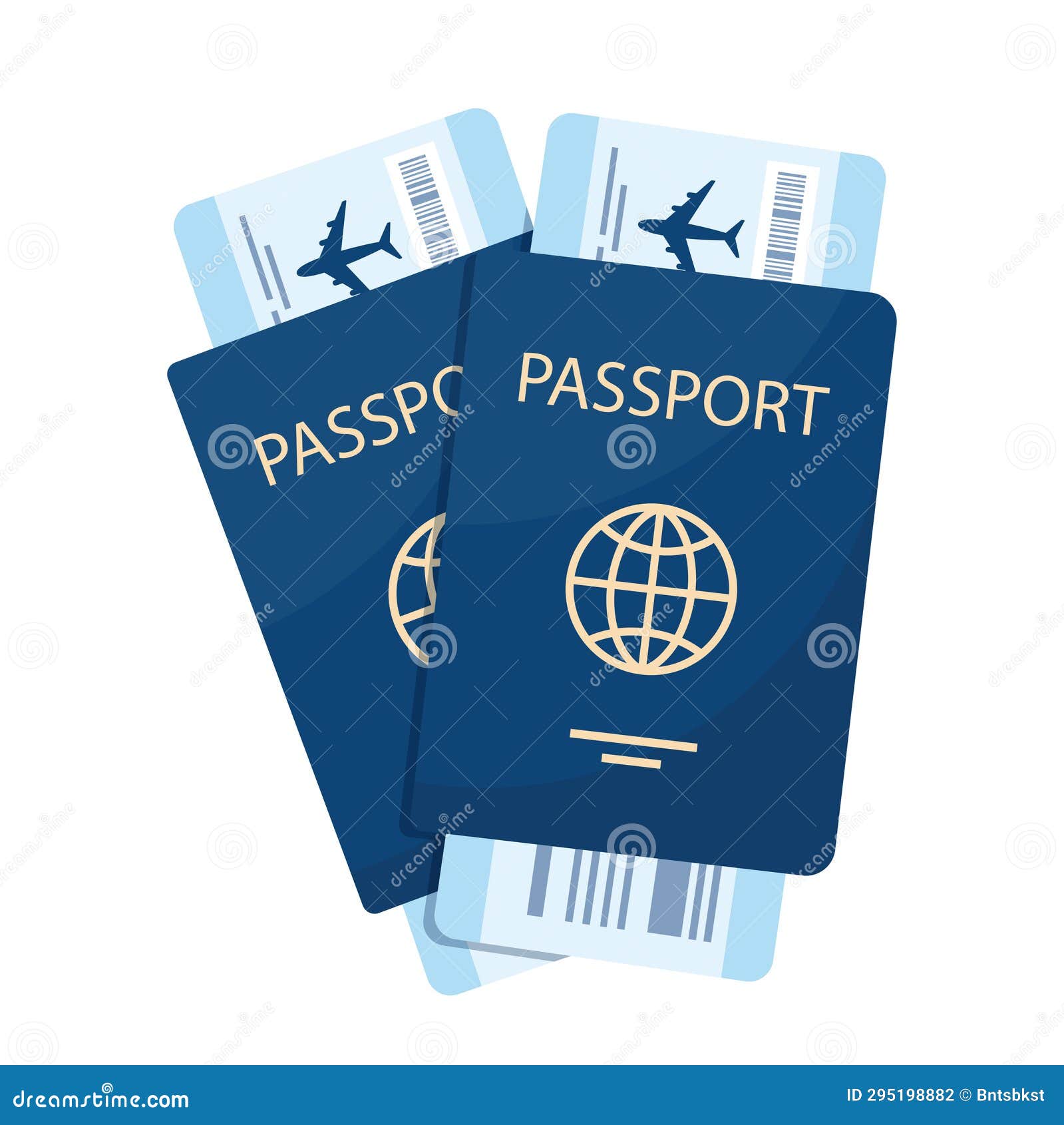 Two Passports And Airplane Tickets On A Mobile Phone Isolated On White