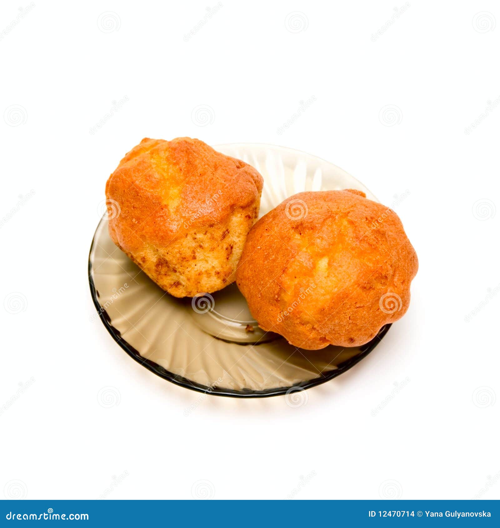 Two Pastry on Plate Isolated Stock Photo - Image of breakfast, shiny ...