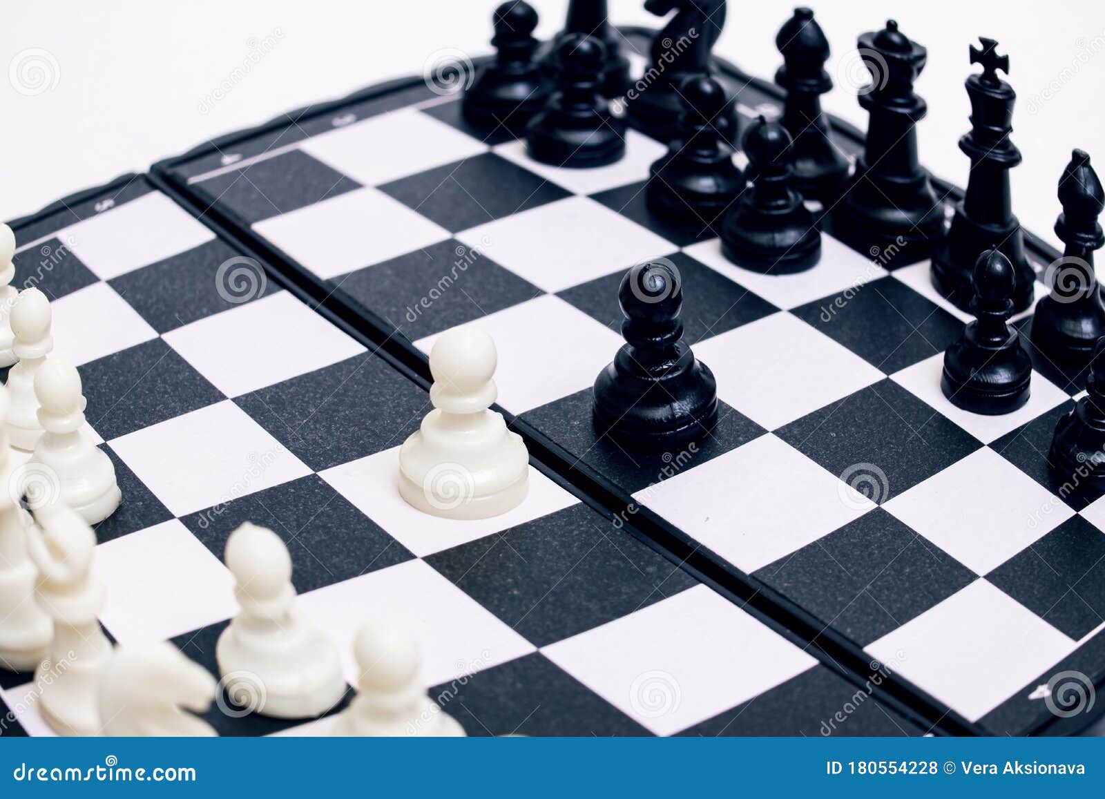 Two Pawns on a Chessboard Close Up Stock Photo - Image of strategy ...