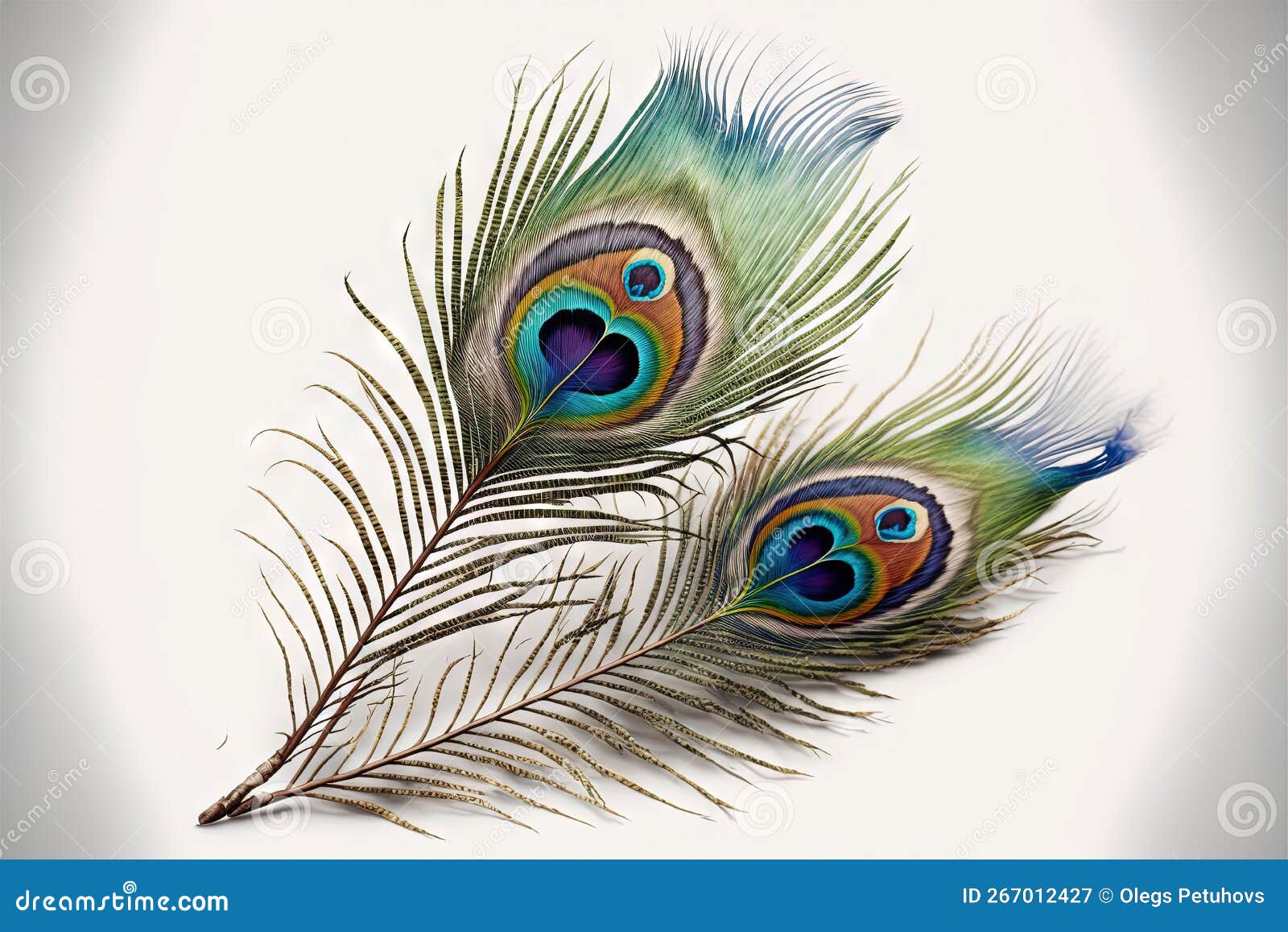 Two Peacock Feathers with a White Background and a Blue Tail and Tail ...