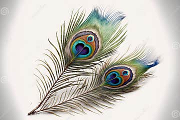 Two Peacock Feathers with a White Background and a Blue Tail and Tail ...