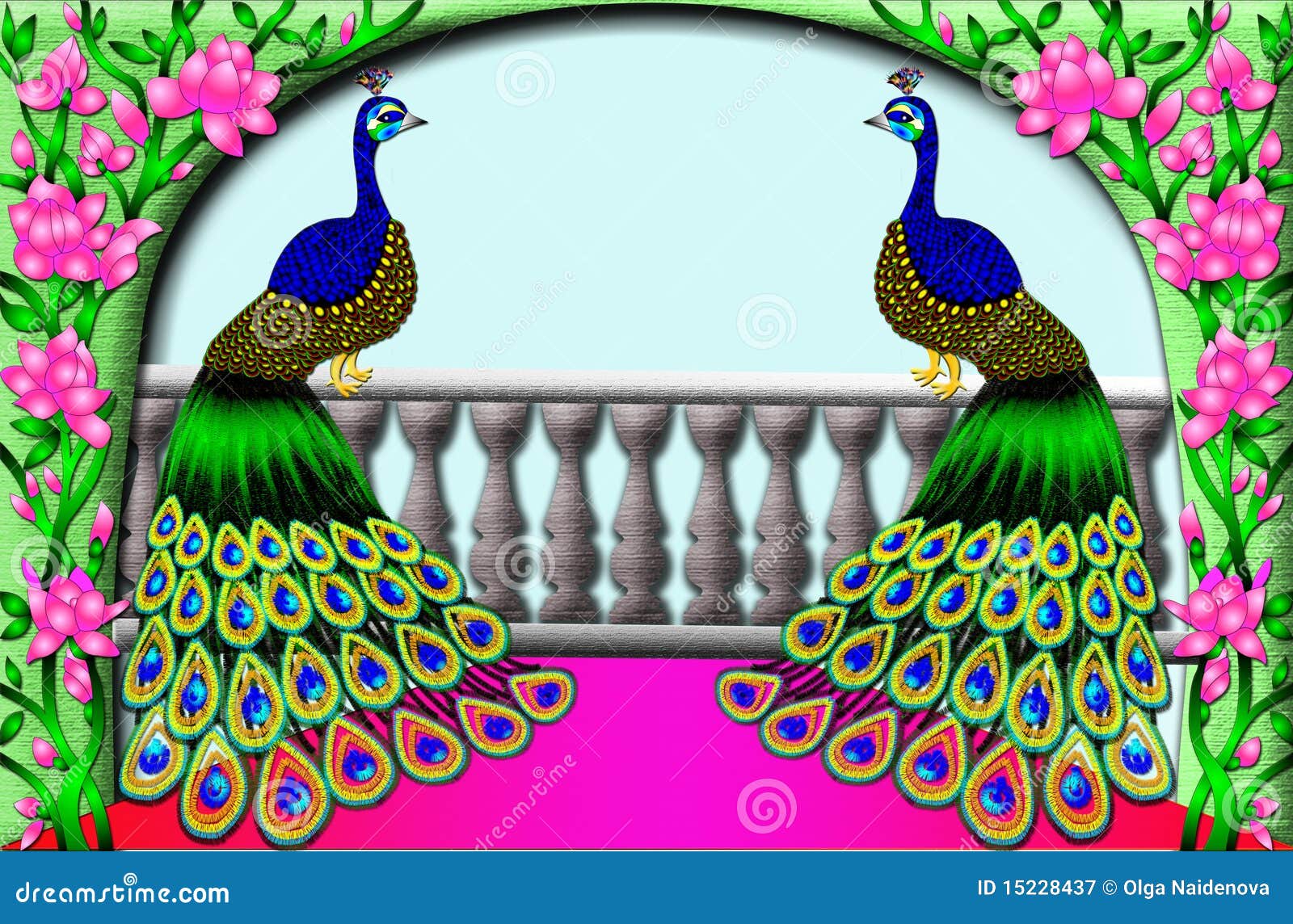 Two Peacocks On A Balcony Royalty Free Stock Photography - Image: 15228437