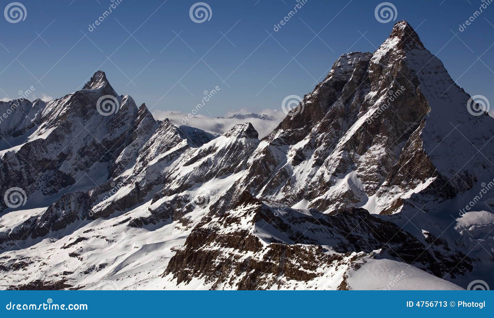 Two Peaks in Alps. Bernese Oberland Region Stock Image - Image of ...