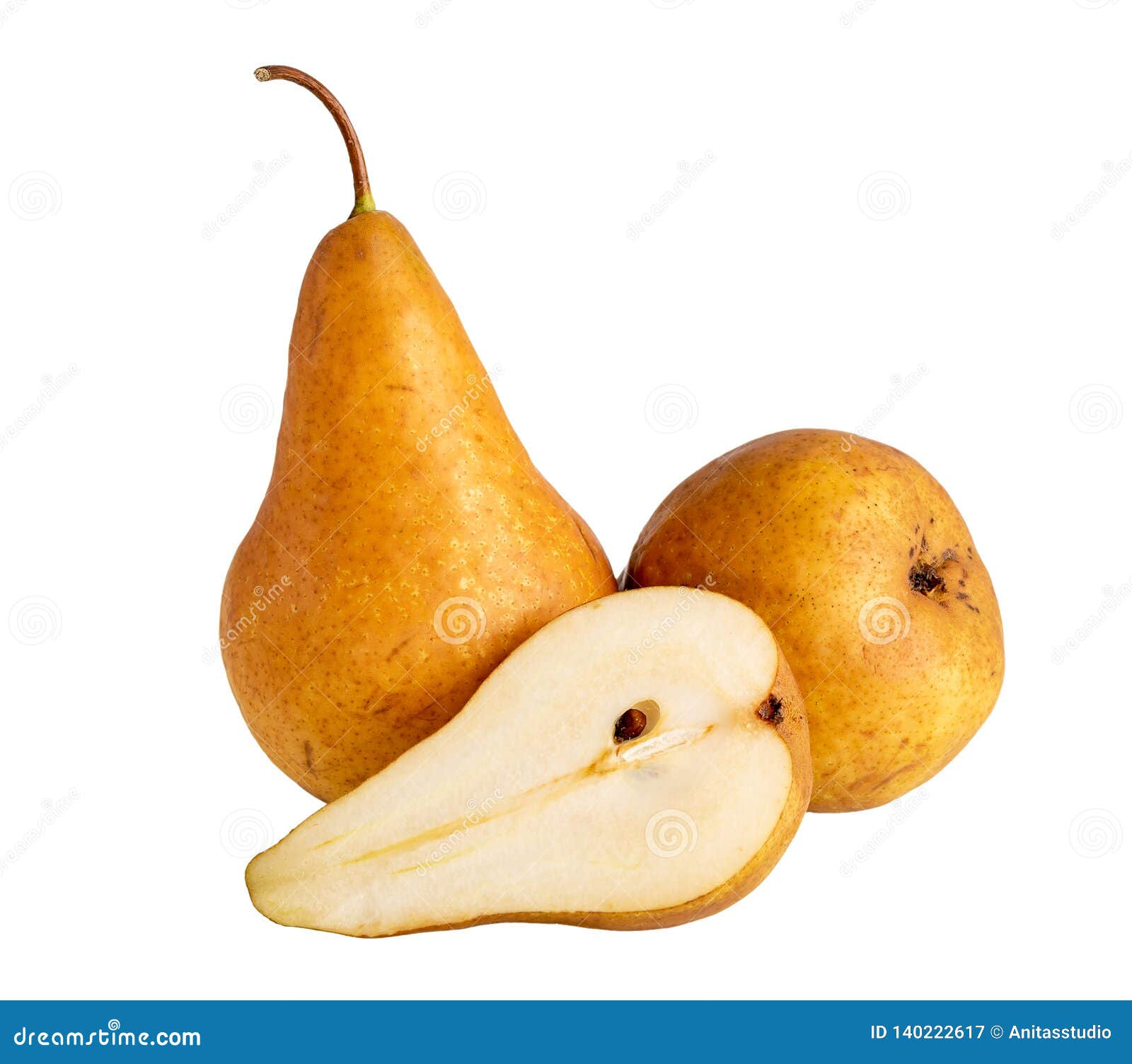 Two Pears and Half Isolated on White Stock Image - Image of grow ...