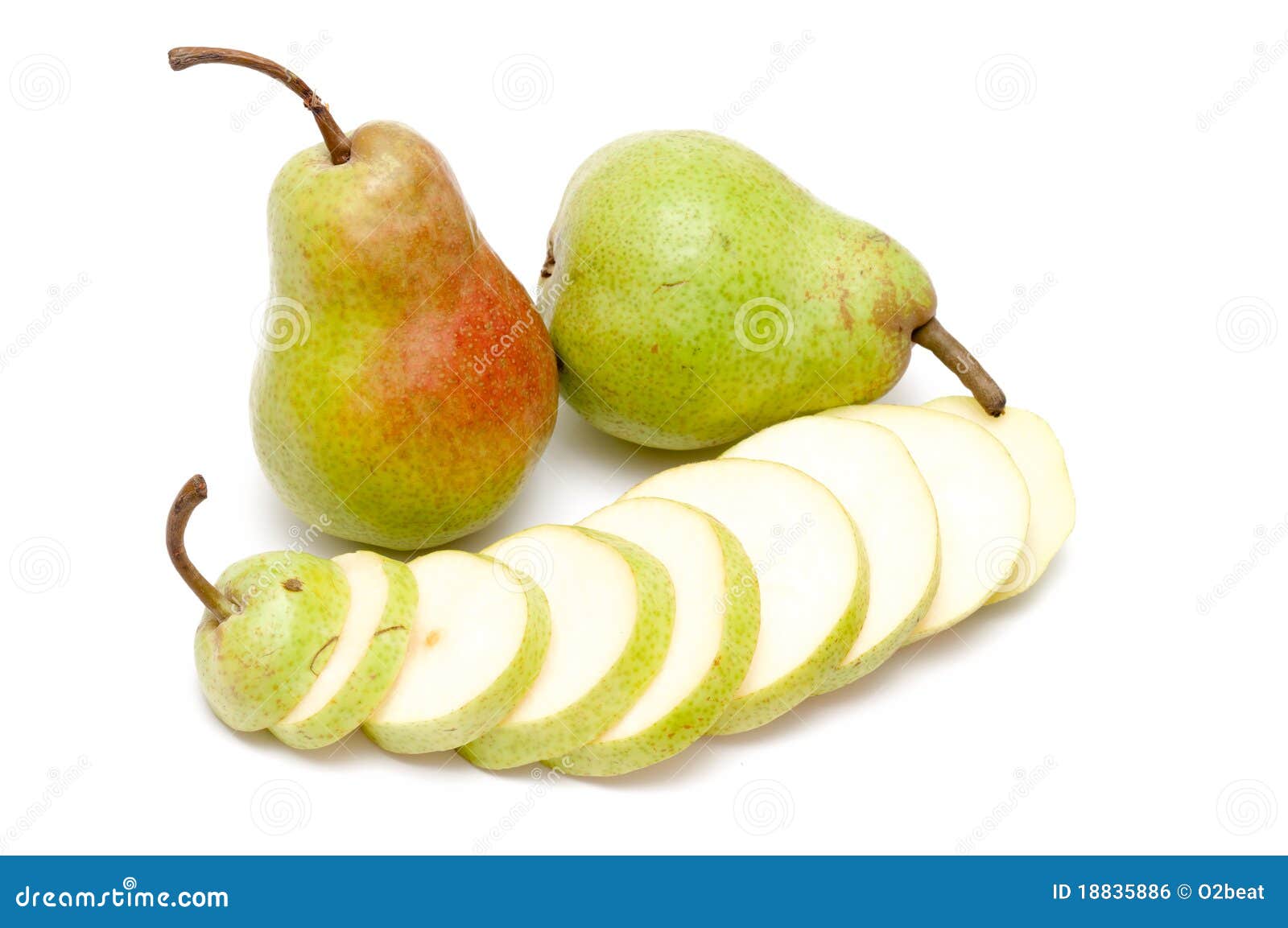 Two Pears and Slices of a Pear Stock Photo - Image of vegetarian ...