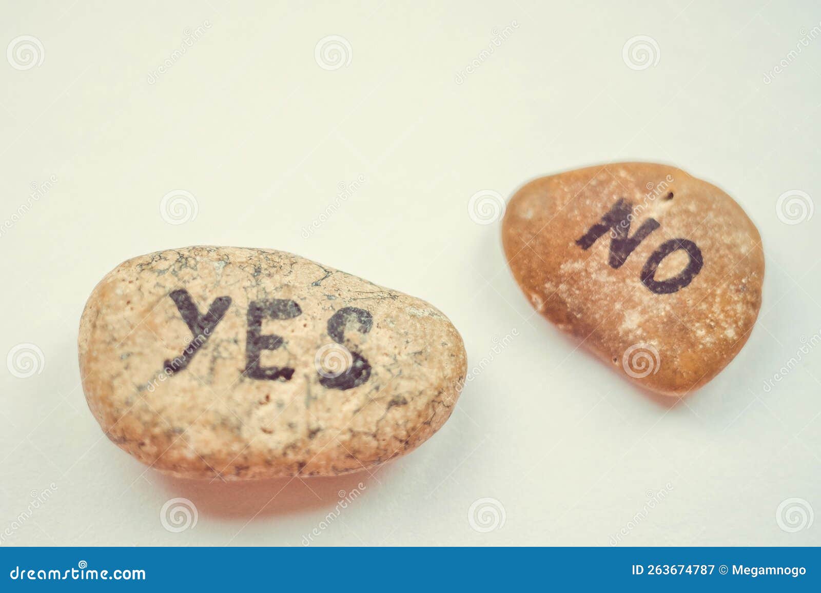 Two Pebble Stones with the Text YES and NO on a Beige Table Stock Image ...