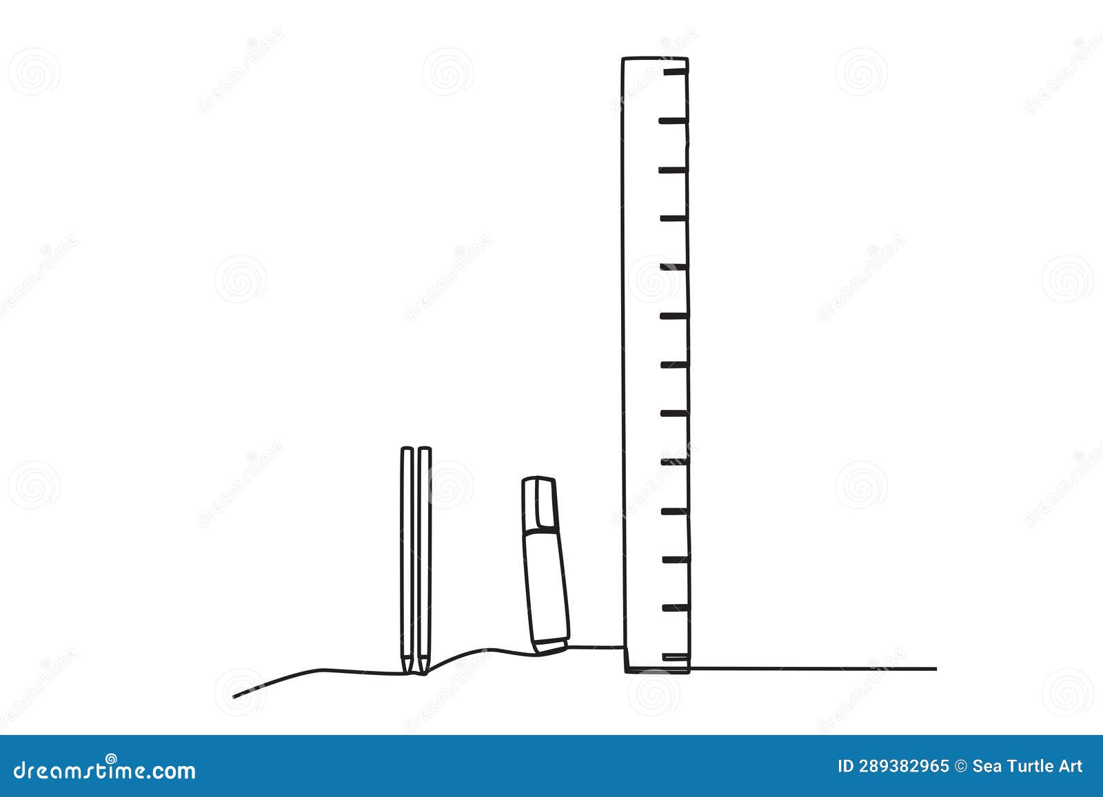 Two Pencils, an Eraser, and a Ruler Stock Illustration - Illustration ...