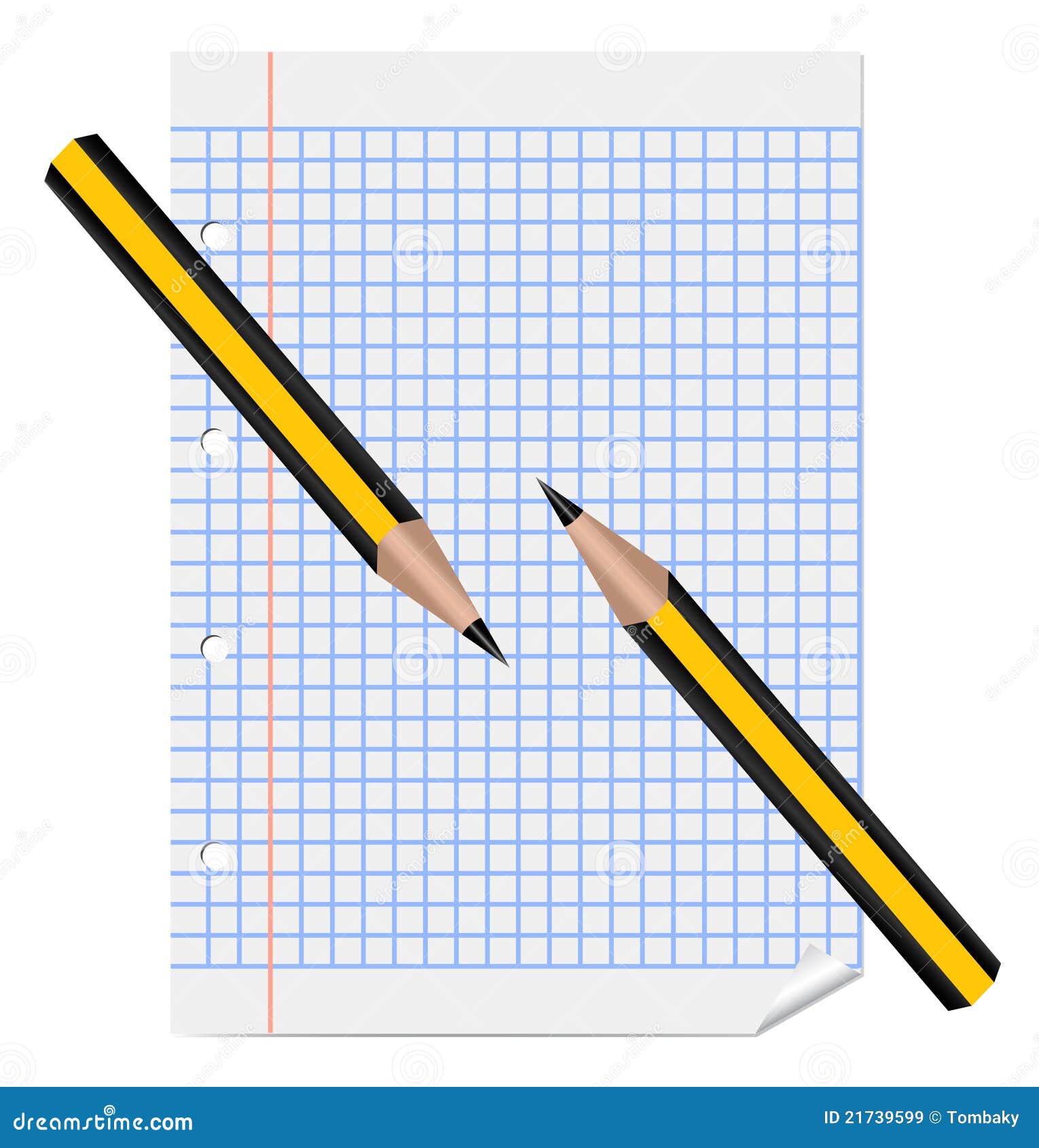 Two Pencils Laying on Paper Sheet Stock Vector - Illustration of ...