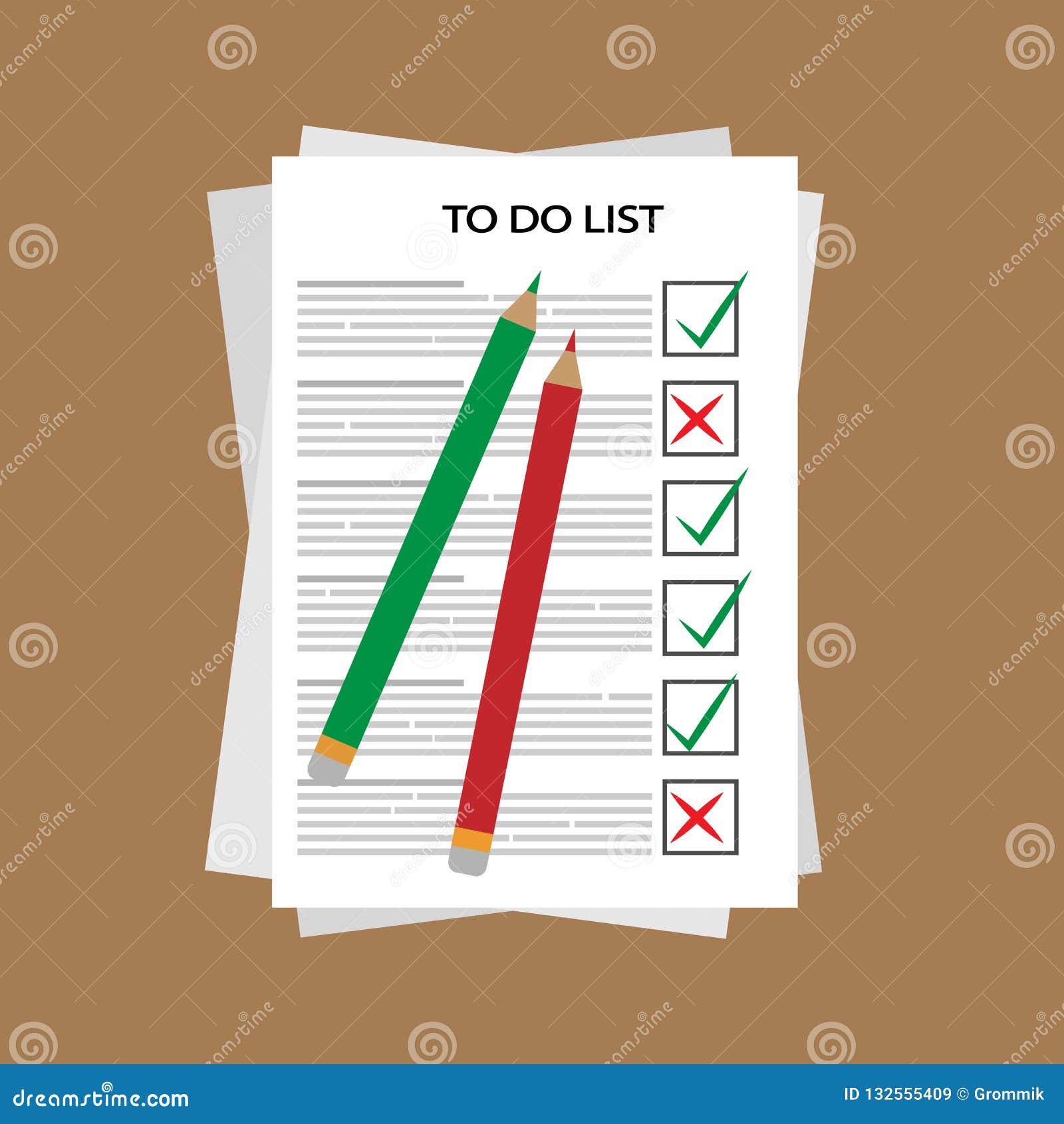 Two Pencils, a To-do List, Abstract Text and Implementation Note Stock ...