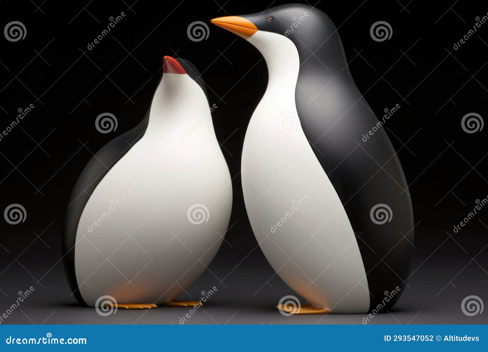 Two Penguin Models Leaning Against Each Other Stock Photo - Image of ...