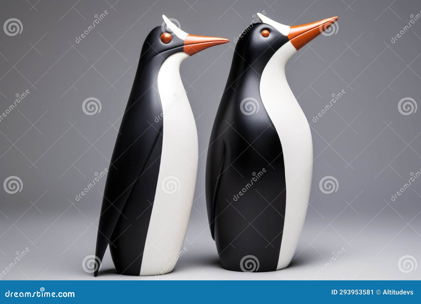 Two Penguin Models Leaning Against Each Other Stock Image - Image of ...