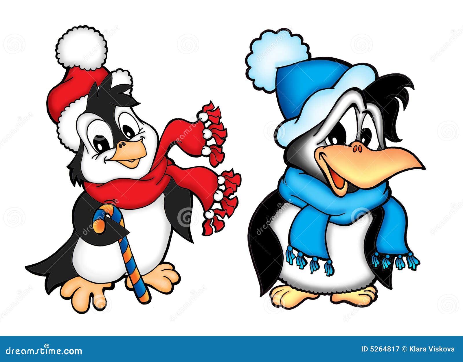 Two penguins stock illustration. Illustration of scarf - 5264817