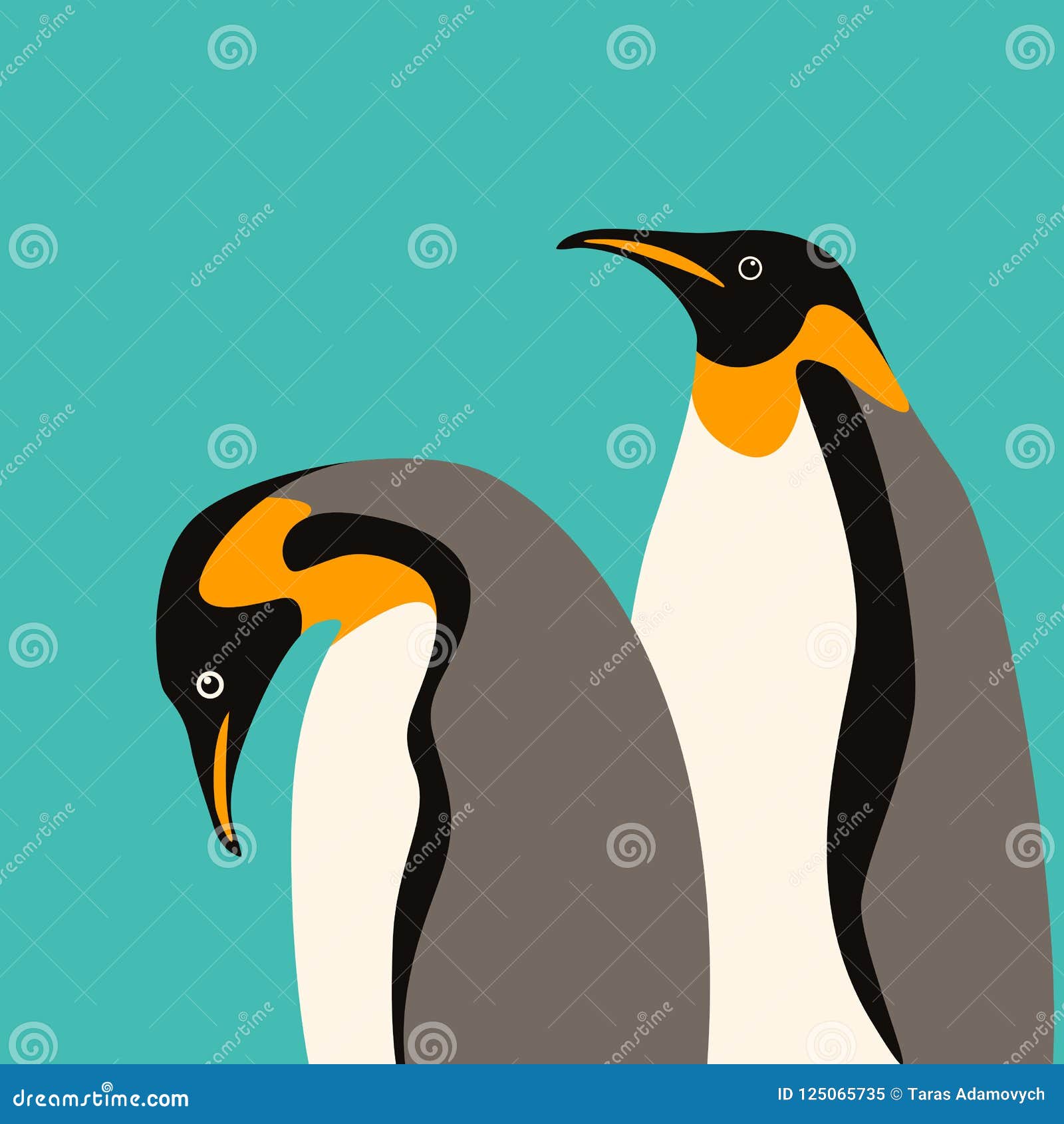Two Penguins Profile Side Vector Illustration Flat Stock Vector ...