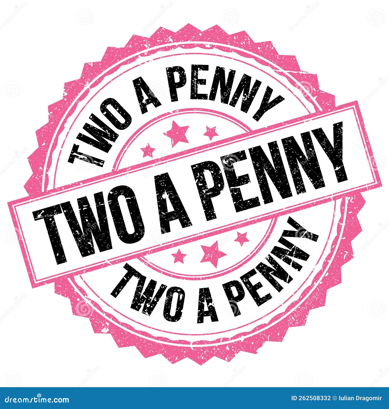 TWO a PENNY Text on Pink-black Round Stamp Sign Stock Illustration ...