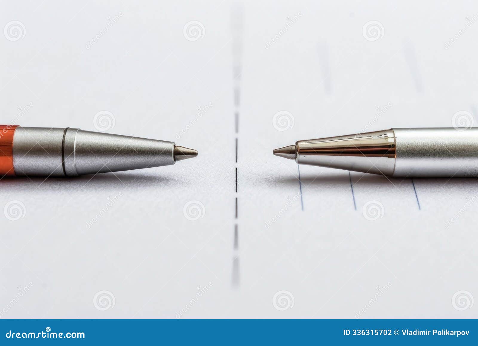 Two Pens Lying on Top of a Blank Sheet of Paper, Ready for Writing or ...