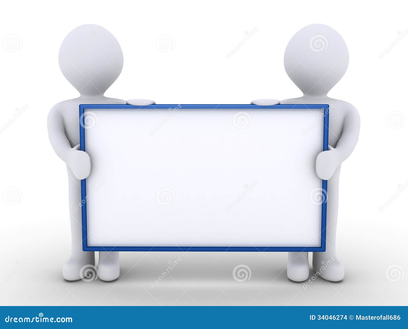 Two People As a Team are Holding a Blank Sign Stock Illustration ...