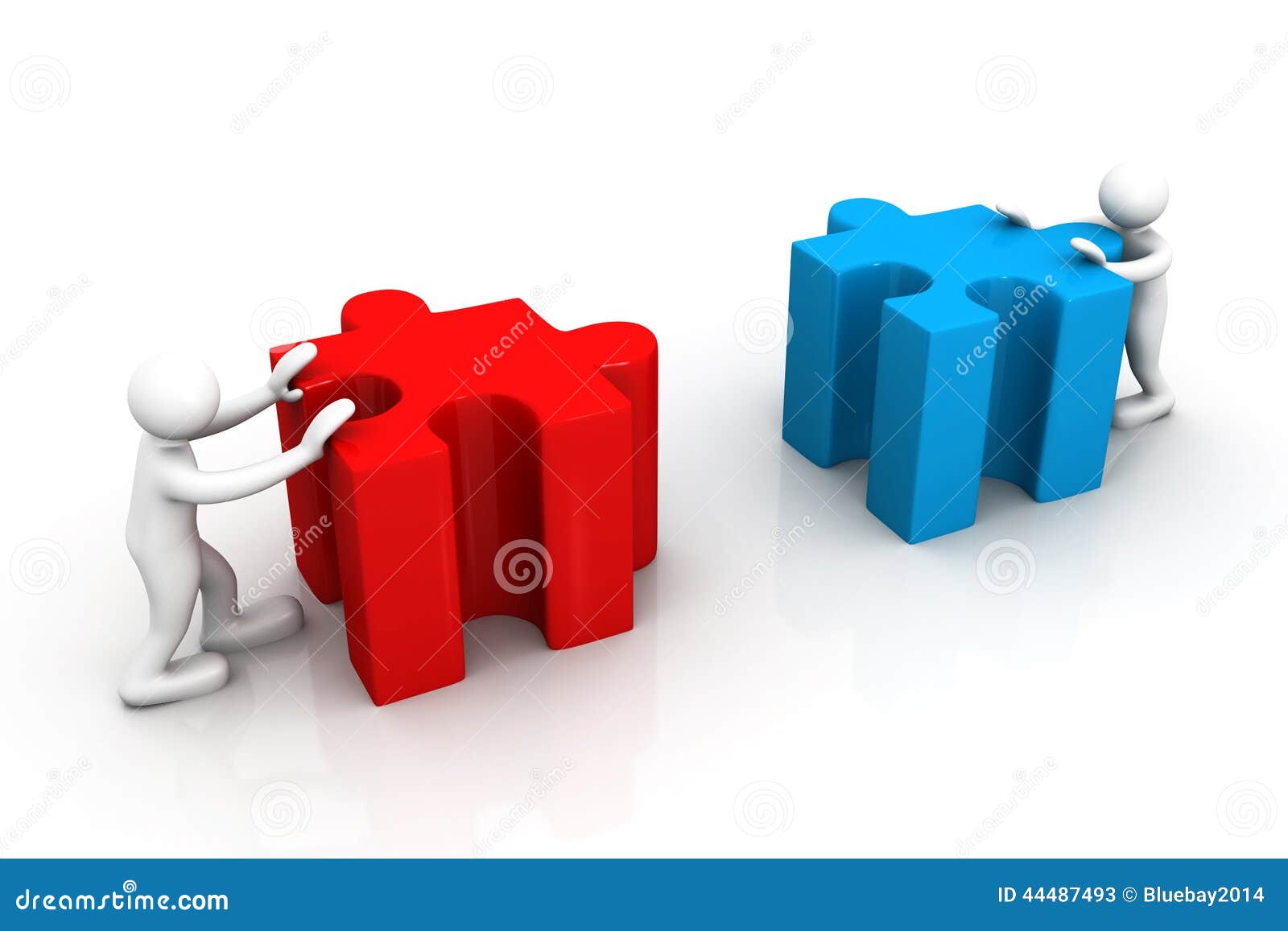 Two People Assemble Tow Piece of a Puzzle Stock Illustration ...