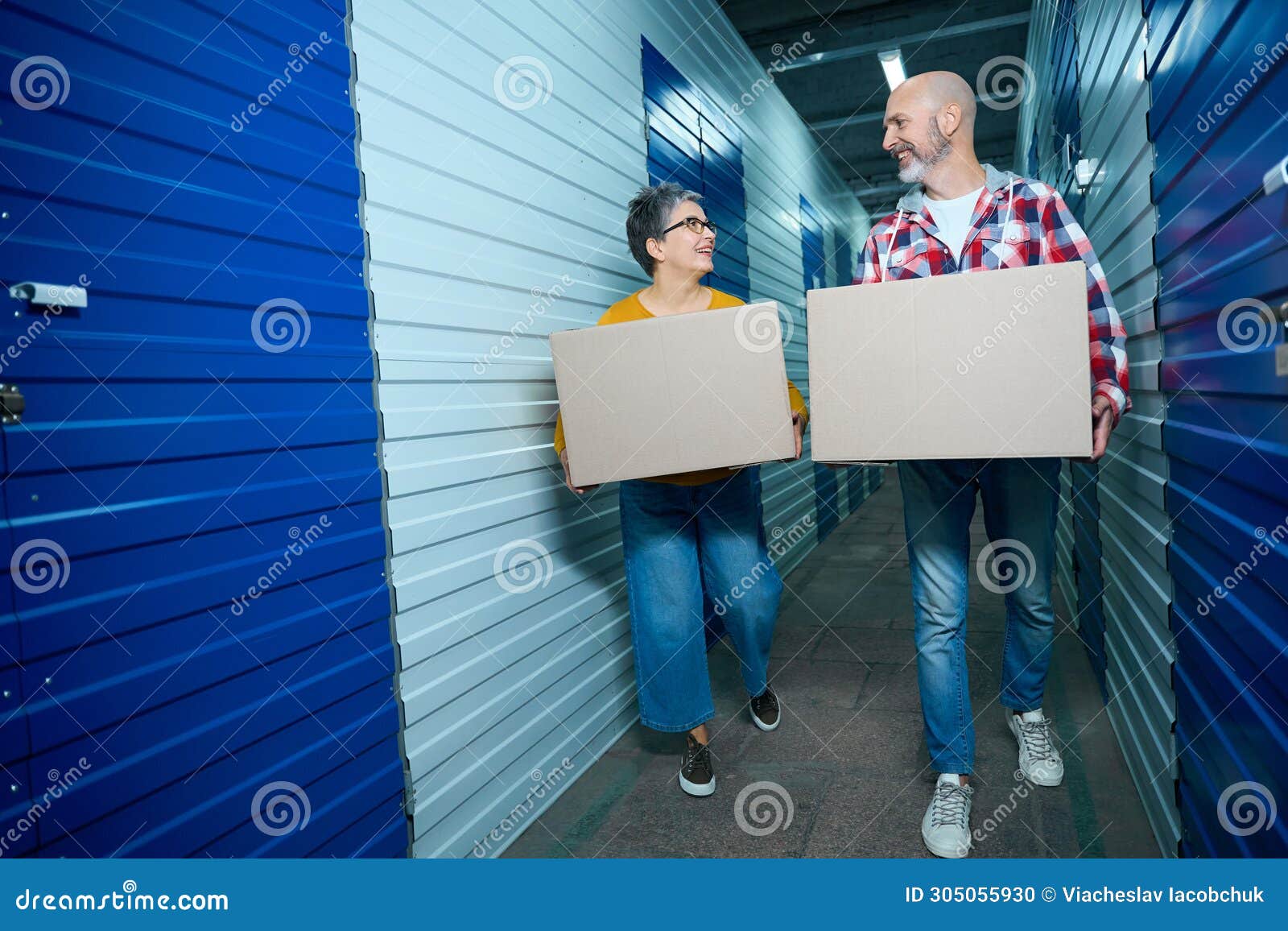 Two People Carry Cardboard Boxes with Things Stock Photo - Image of ...