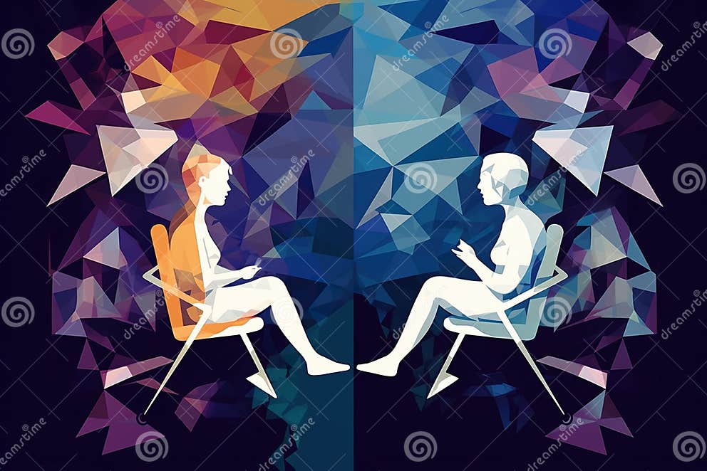 Two People in Chairs Talking, Concept of Conversation Dynamics, Created ...