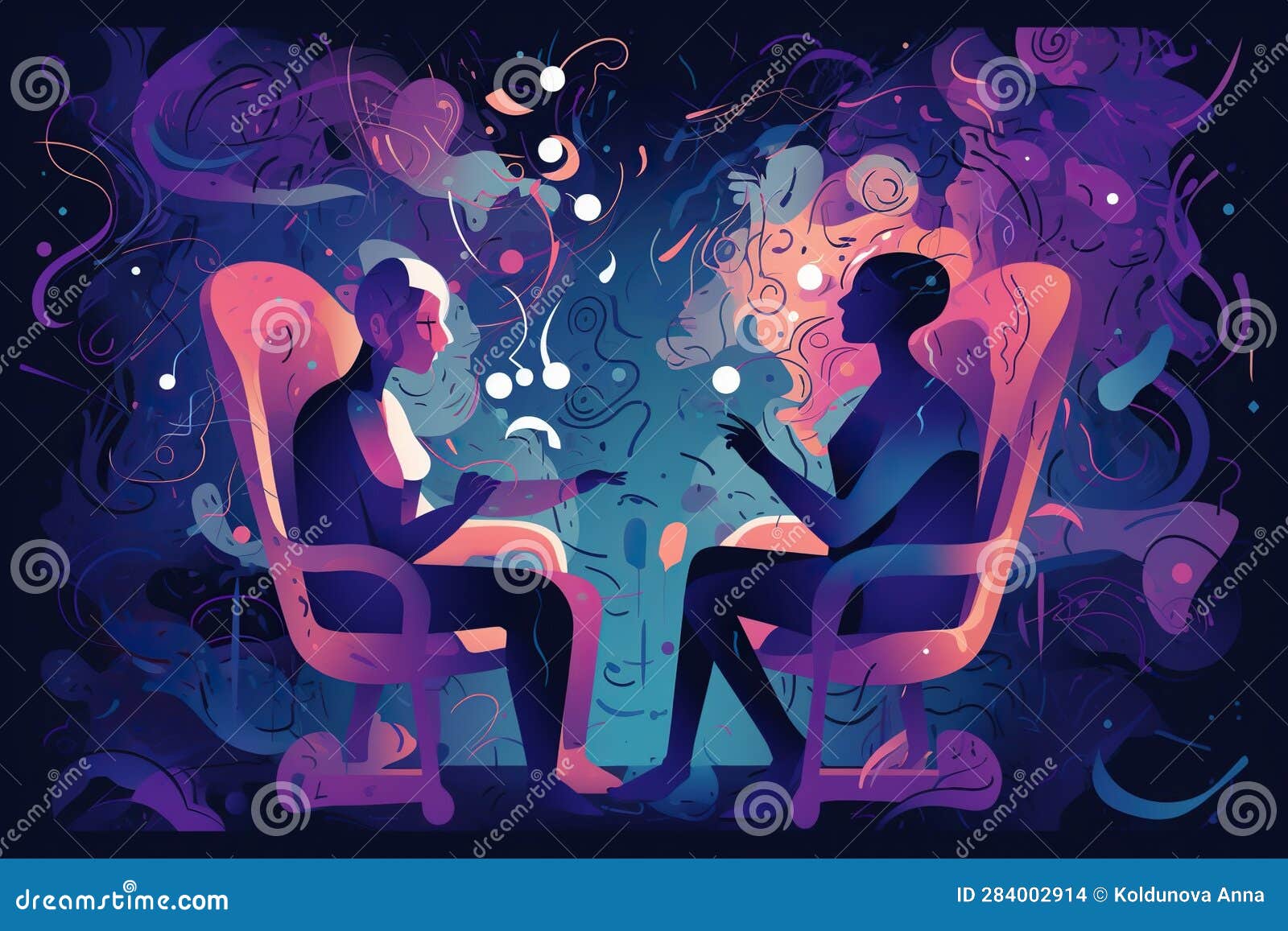 Two People in Chairs Talking, Concept of Conversation Dynamics, Created ...