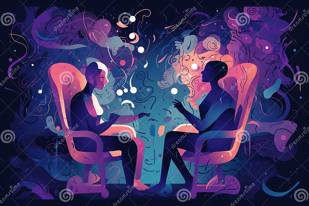 Two People in Chairs Talking, Concept of Conversation Dynamics, Created ...