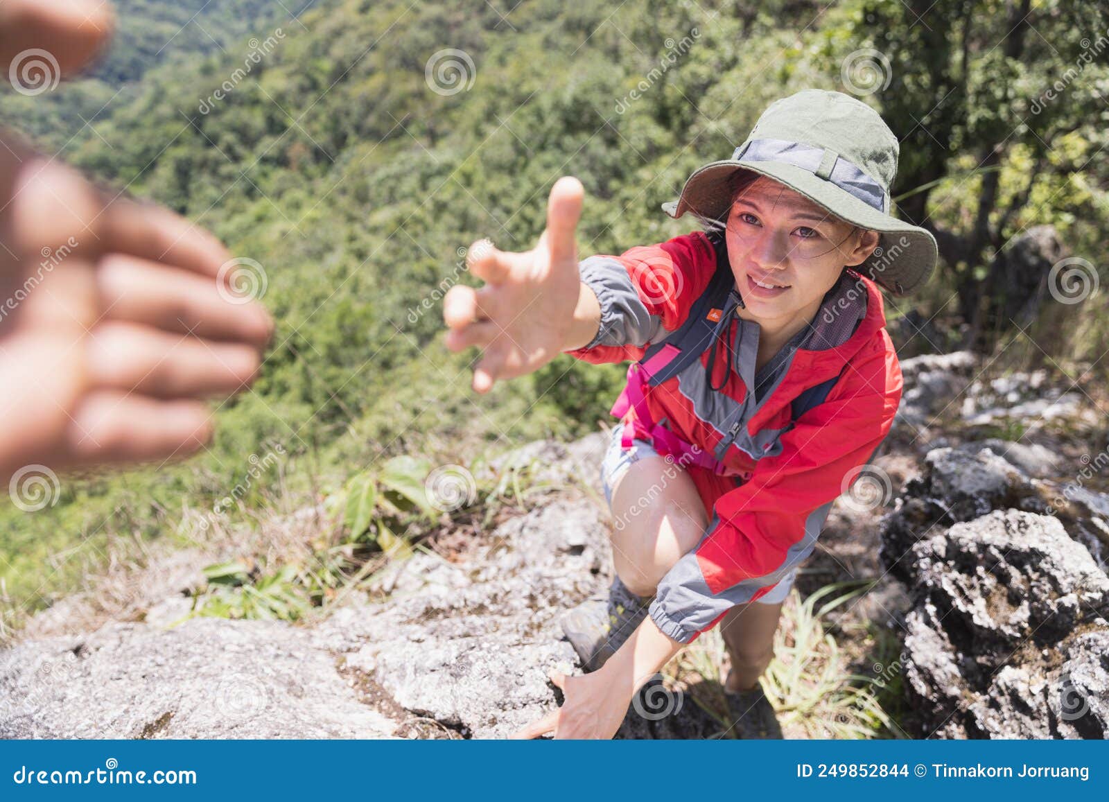 Two People Climbing Mountain and Help, Help and Assistance Concept ...